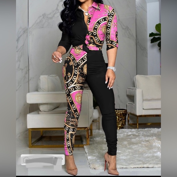 Pants & Jumpsuits | Sexy Chain Print 2 Piece Pants Set New Size Xl ...